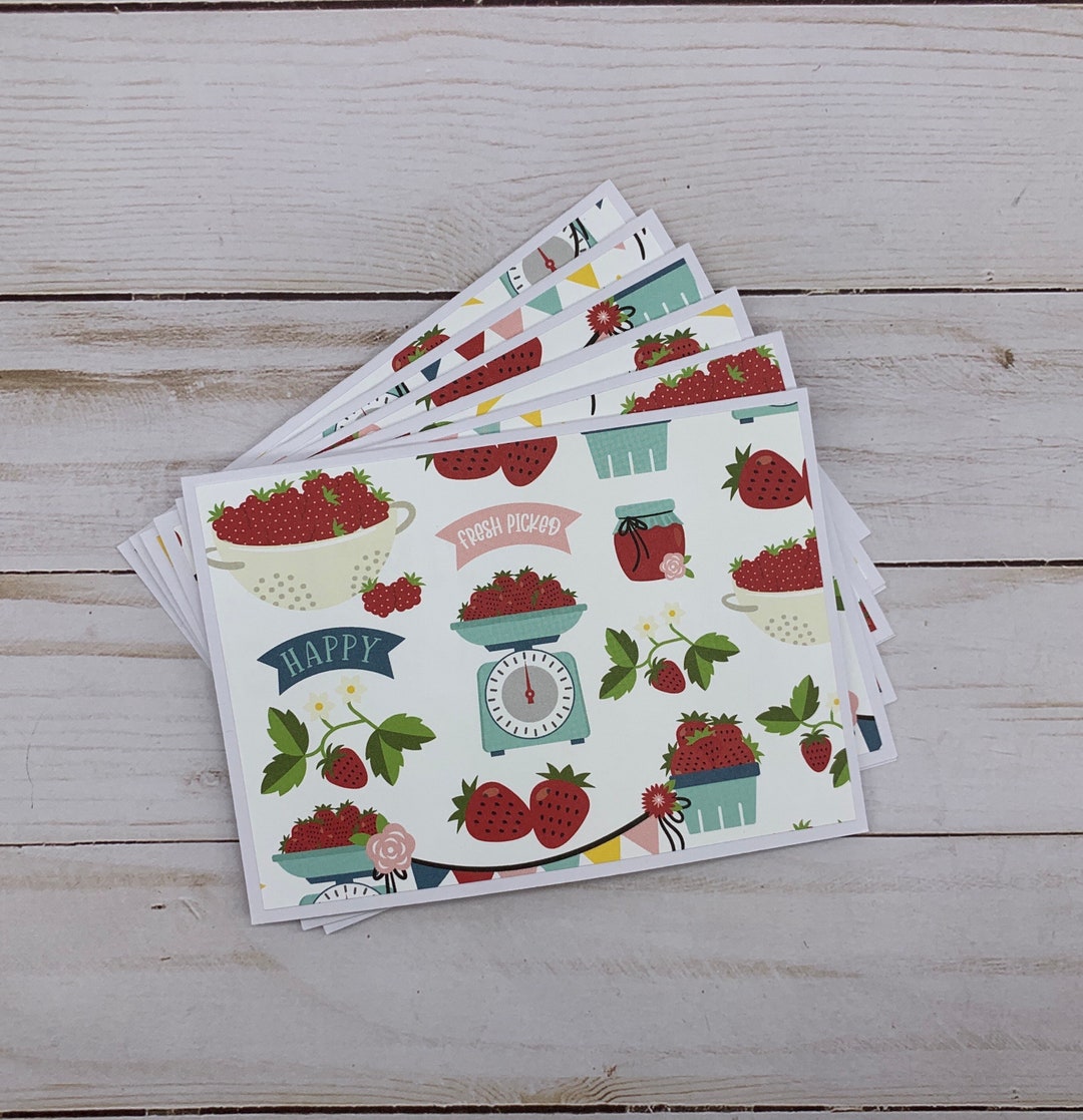 Note Cards Set of 6 ~ Strawberry Picking ~ Summer Vibes ~ Thank You ...