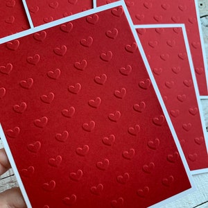 Handmade Embossed Note Cards Set of 5 ~ Pink or Red Hearts ~ Valentine ...