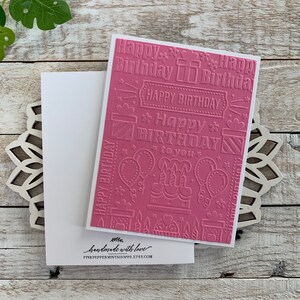 Handmade Embossed Note Cards Pack ~ Happy Birthday ~ Thank You ~ Bold ...