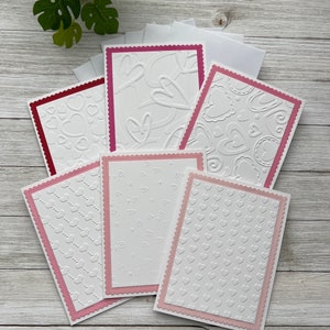 Handmade Embossed Note Cards Set of 6 ~ Pink & Red Hearts ~ Valentine's ...