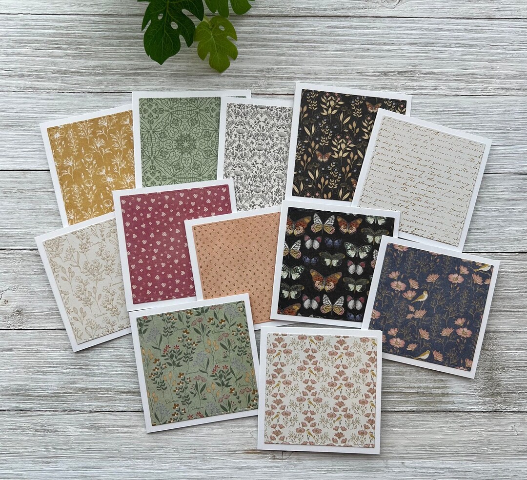 Assorted - Set of 12 Mini Note Cards ~ 3x3 Blank Cards With or W/O ...
