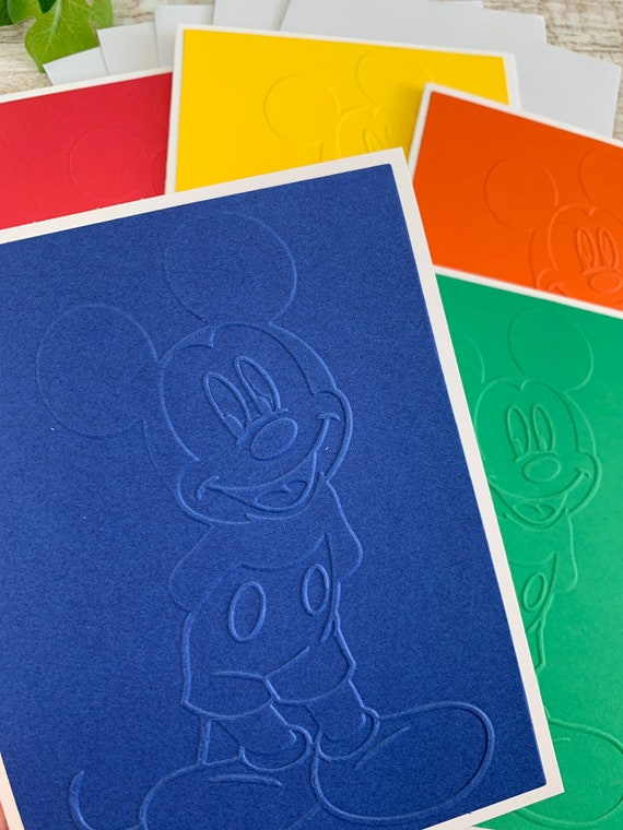 Handmade Embossed Note Cards Pack Mickey Mouse Bold Colors | Etsy