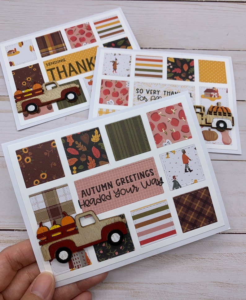 Happy Thanksgiving ~ Handmade Thank You Note Cards -- Set of 3 Autumn ...