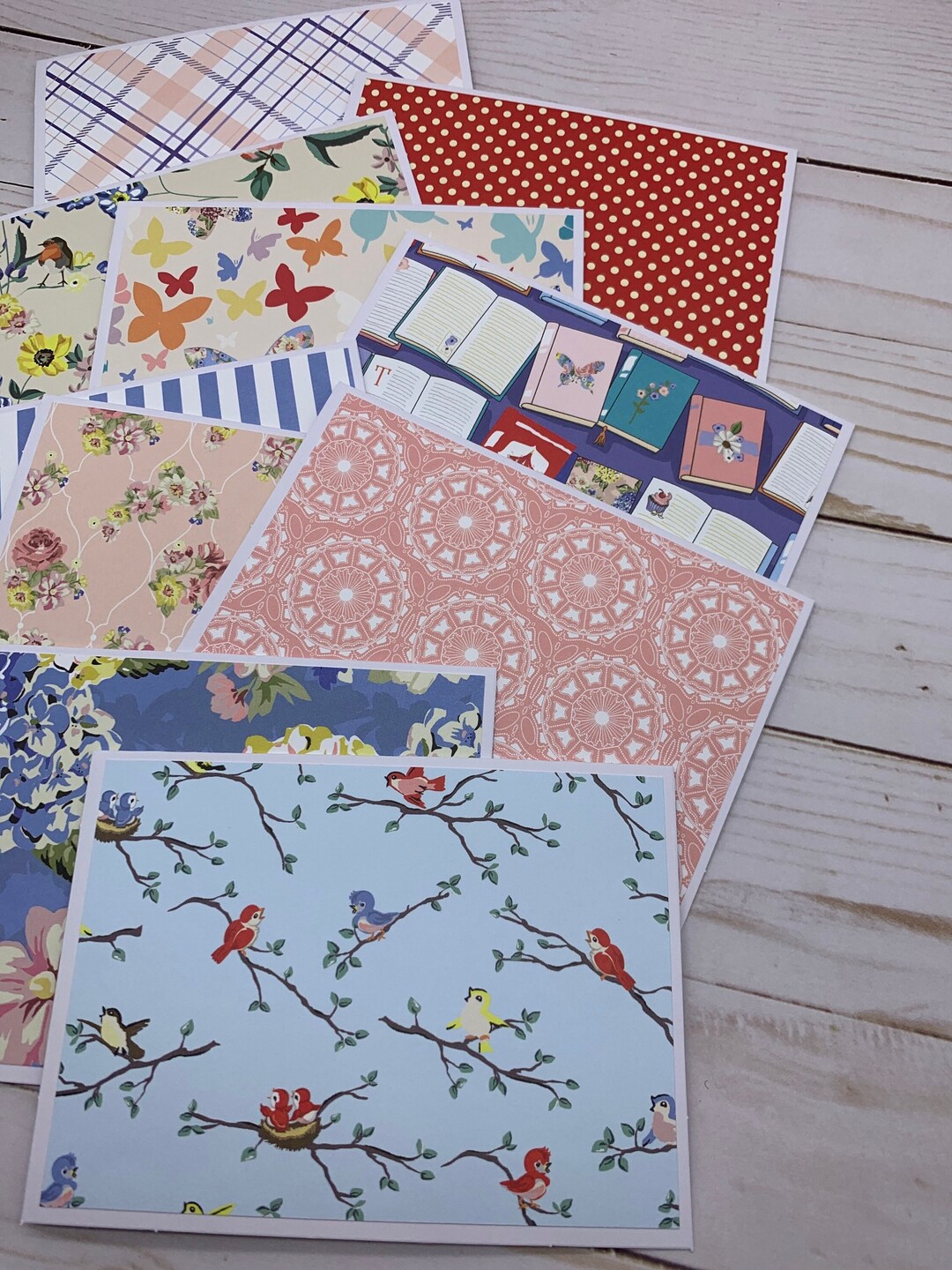 Handmade Note Cards Set of 10 ~ All Occasion ~ Flowers ~ Birds ...