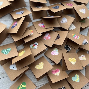 Handmade Mini Notes - 2” Mini Square Heart Cards ~ Assorted Tiny Love ...