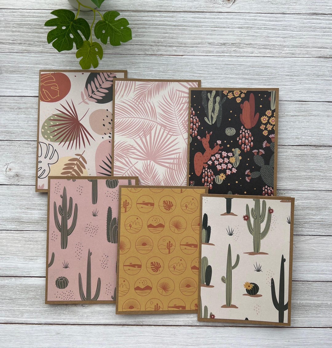 Note Cards Set of 6 ~ Cactus ~ Cacti ~ Plants ~ Tropical Leaves ...