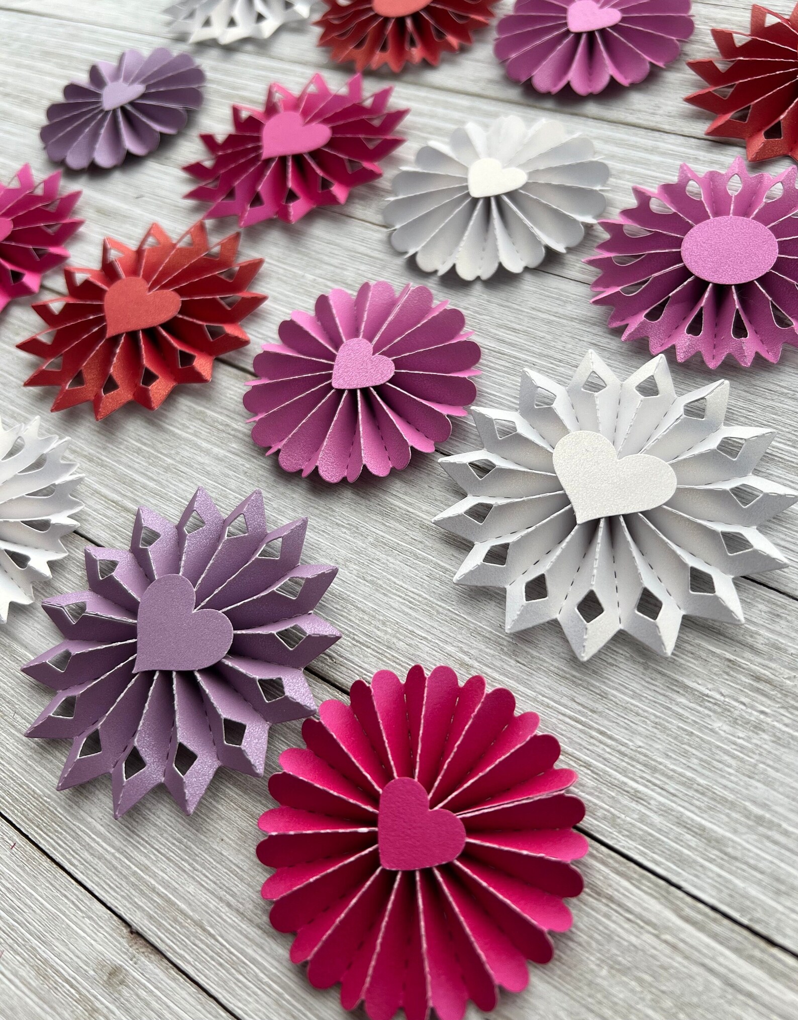 10 Random Handmade Mini Paper Rosettes - Valentine's Medallion ...