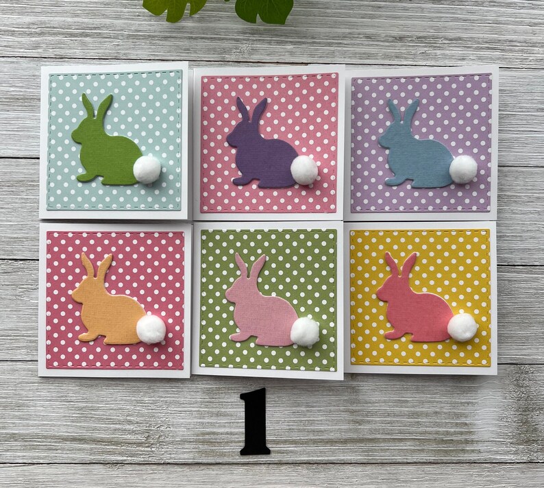 Set of 6 Mini Note Cards ~ Easter Rabbit ~ Bunny Lovers ~ 3x3 Cards W ...