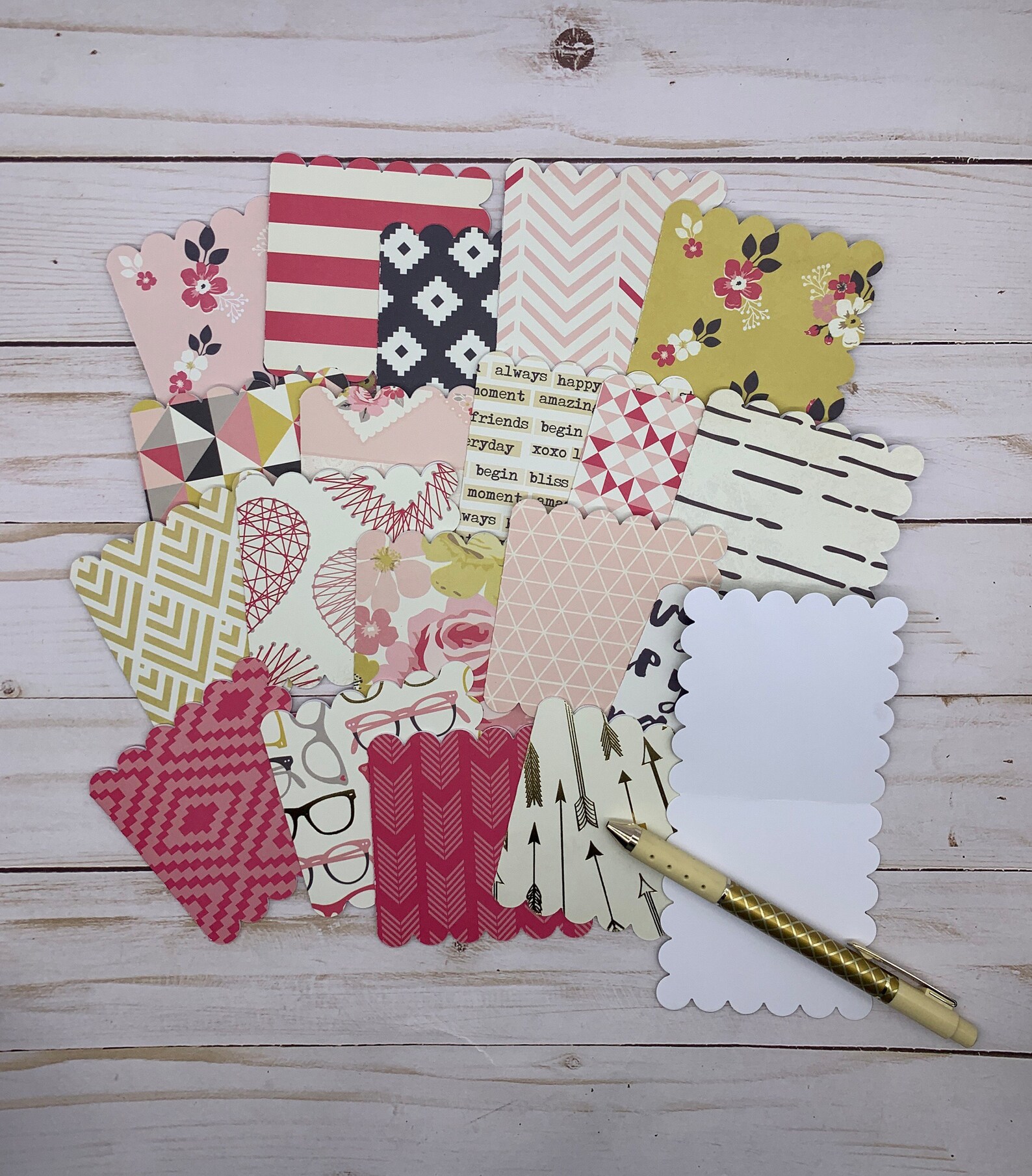 Assorted Note Cards Set of 20 Mini Scalloped Notecards 3x3 - Etsy