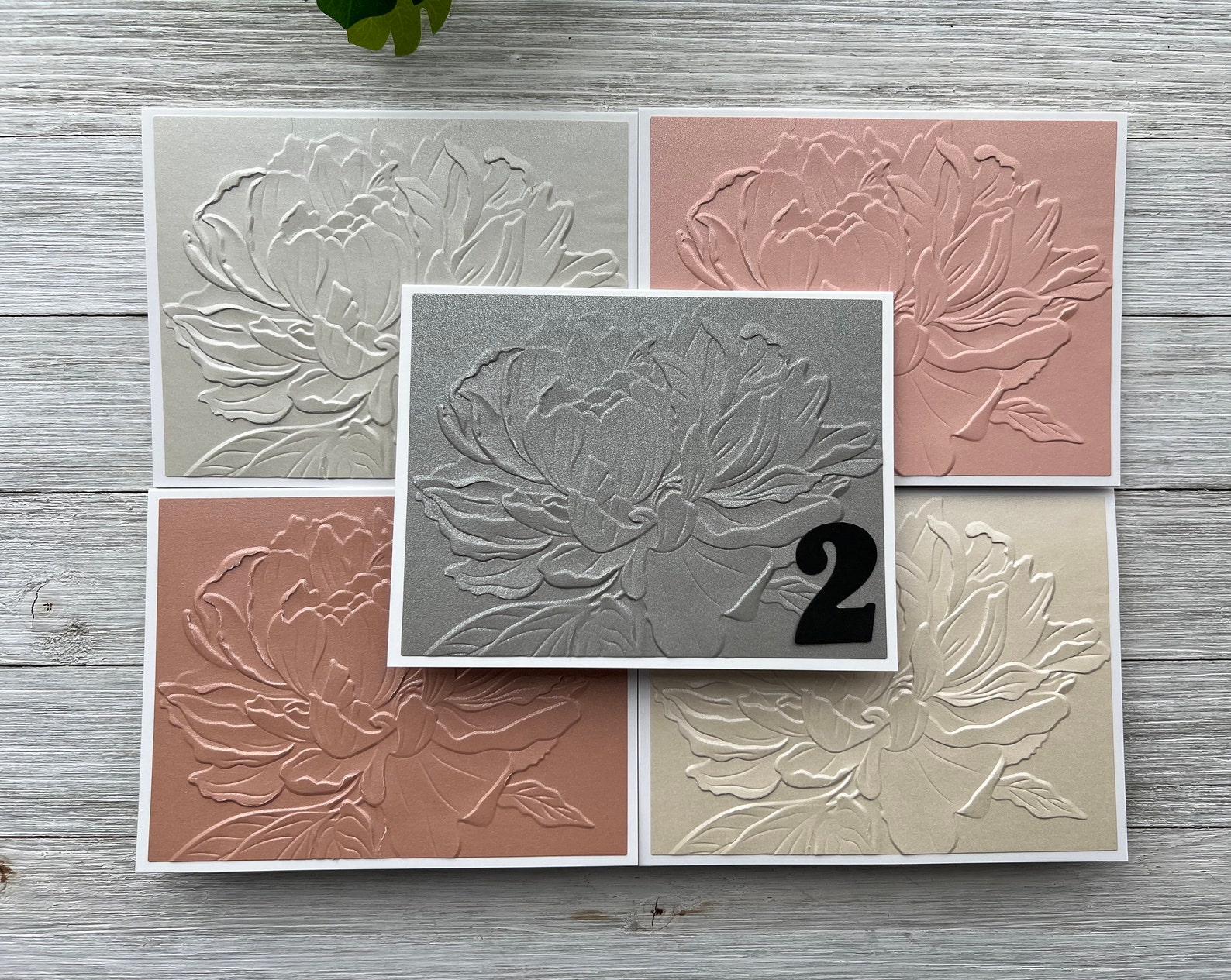 Handmade Embossed Note Cards ~ Large Peony ~ Thank You ~ Thinking of ...