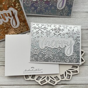 Set of 3 ~ Handmade Note Cards ~ Snowflakes ~ Merry Christmas ...