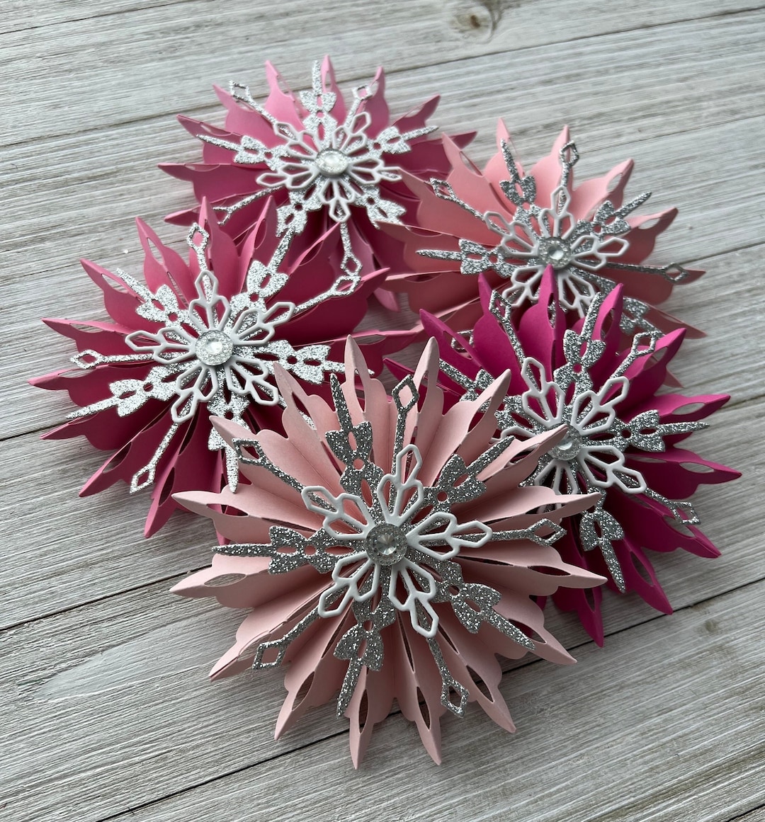 5 Handmade Mini Paper Rosettes - Pink Medallion/accordion Flowers ...