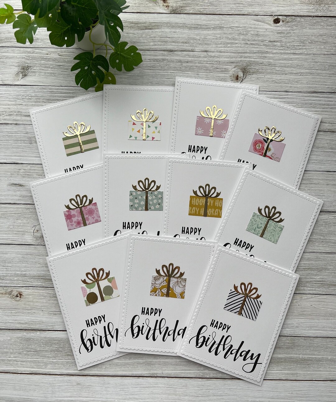 Handmade Happy Birthday Note Cards Set of 3 Birthday Gifts Presents ...