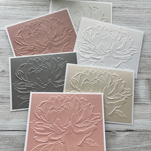 Handmade Embossed Note Cards ~ Large Peony ~ Thank You ~ Thinking of ...