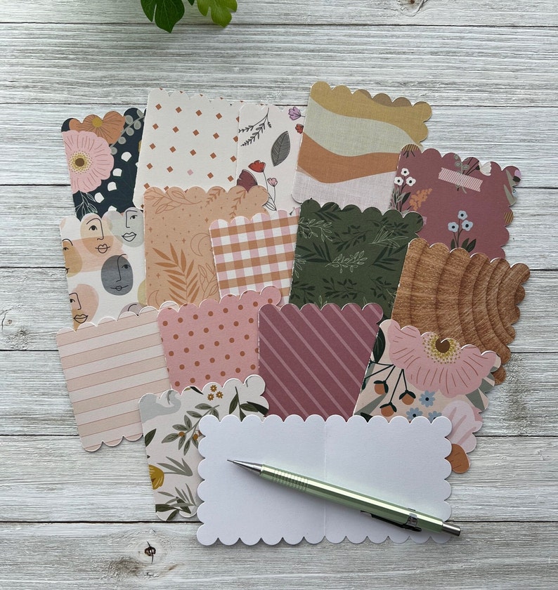 Assorted Note Cards - Set of 16 Mini Scalloped Notecards ~ 3x3 Blank ...