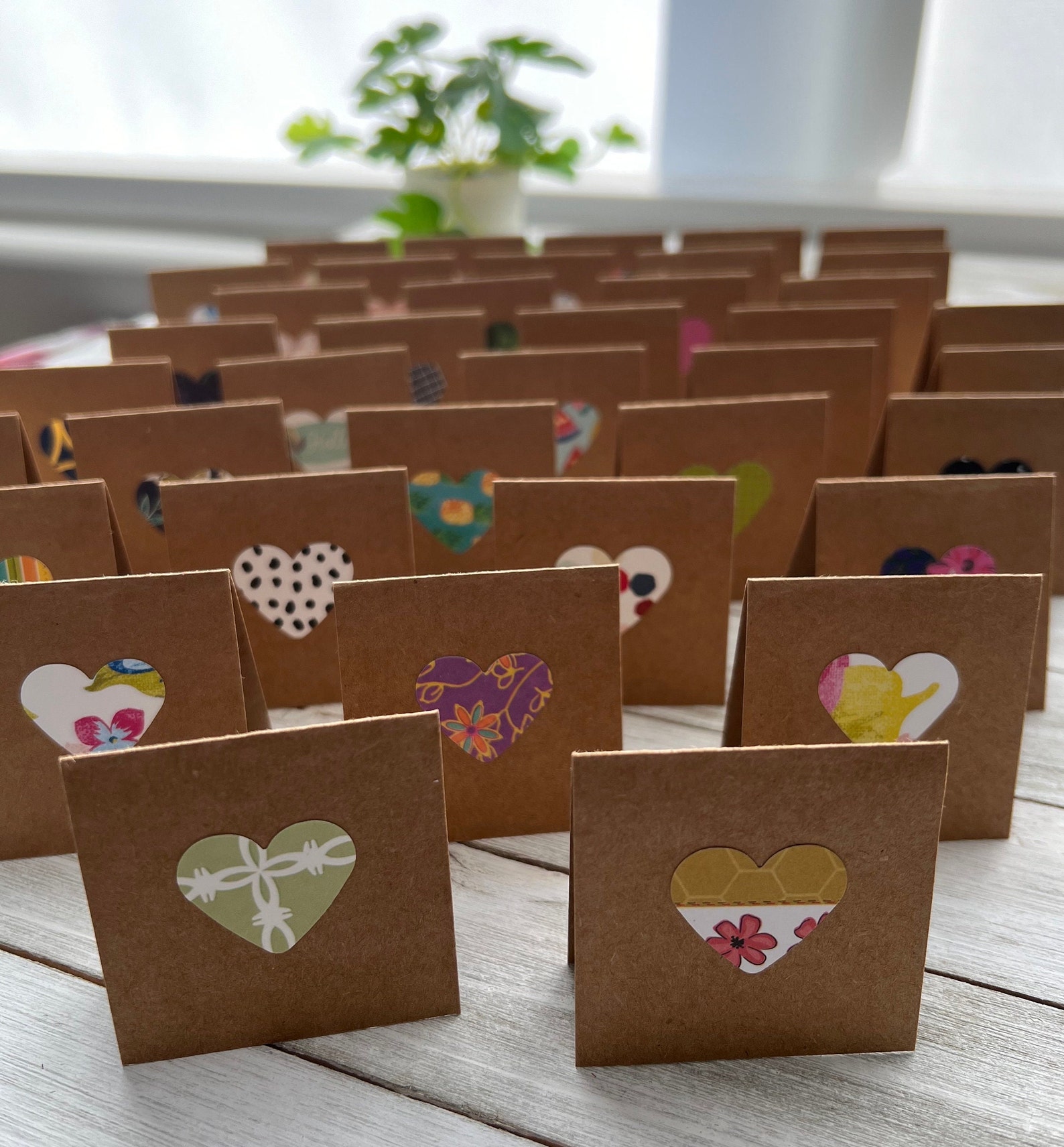 Handmade Mini Notes - 2” Mini Square Heart Cards ~ Assorted Tiny Love ...