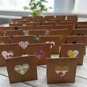 Handmade Mini Notes - 2” Mini Square Heart Cards ~ Assorted Tiny Love ...