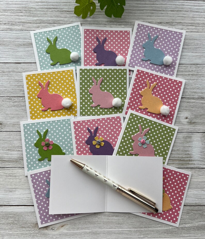 Set of 6 Mini Note Cards ~ Easter Rabbit ~ Bunny Lovers ~ 3x3 Cards W ...