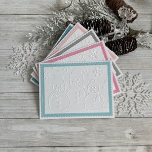 Handmade Embossed Note Cards ~ Christmas ~ Winter Snowflakes ~ Snowmen ...