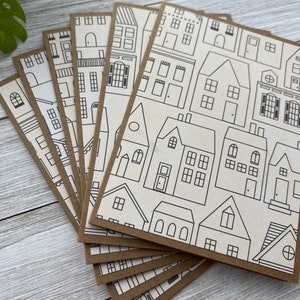 Note Cards Set of 6 ~ Welcome Home ~ Houses ~ Congratulations ~ Thank ...