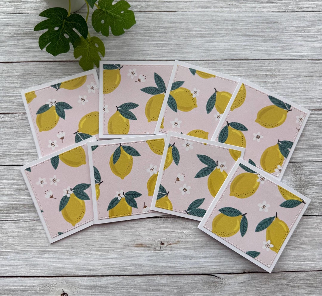 Set of 8 Mini Lemon Note Cards ~ 3x3 Blank Cards With Envelopes ~ Lunch ...