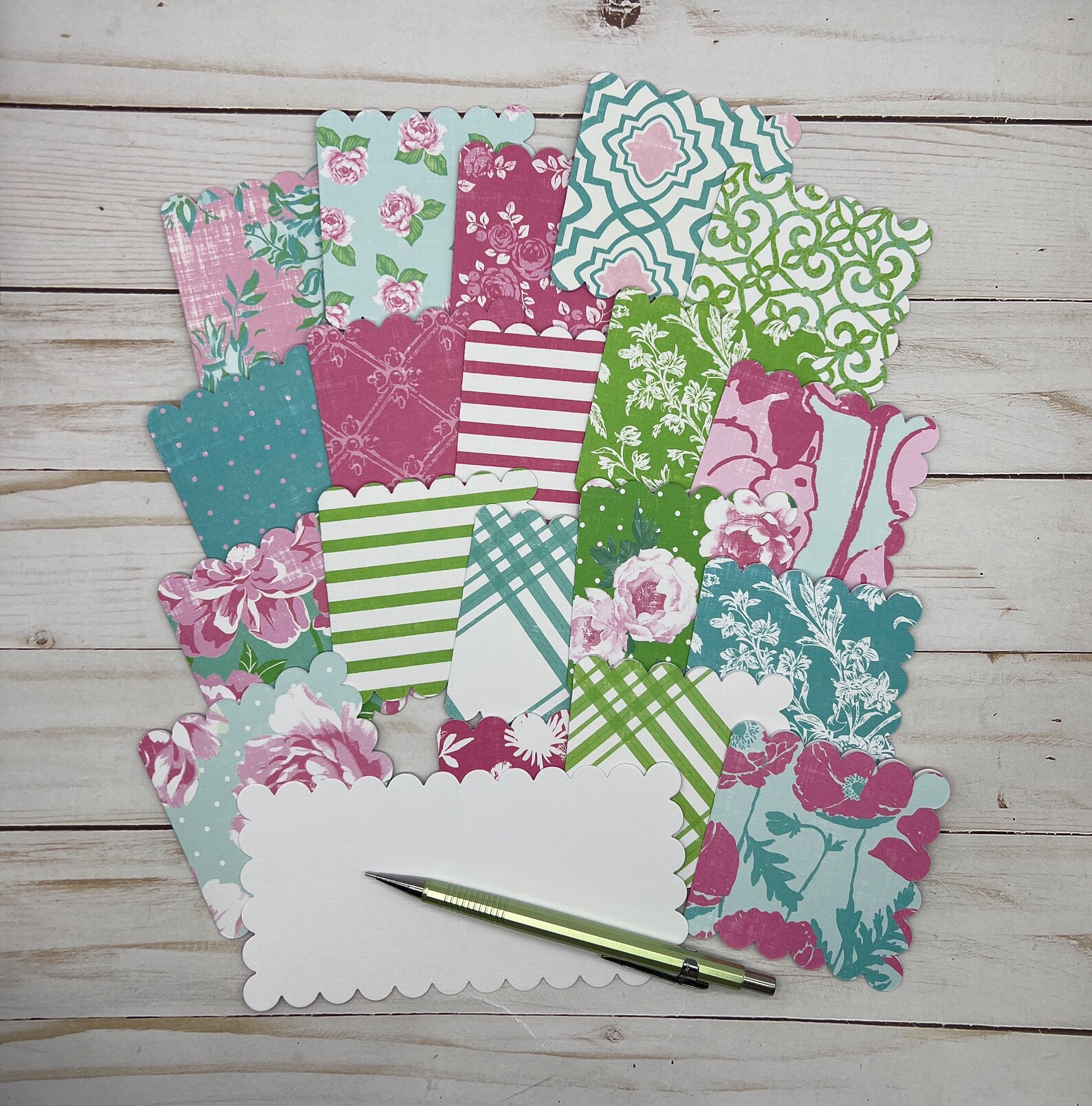 Assorted Note Cards Set of 20 Mini Scalloped Notecards 3x3 - Etsy