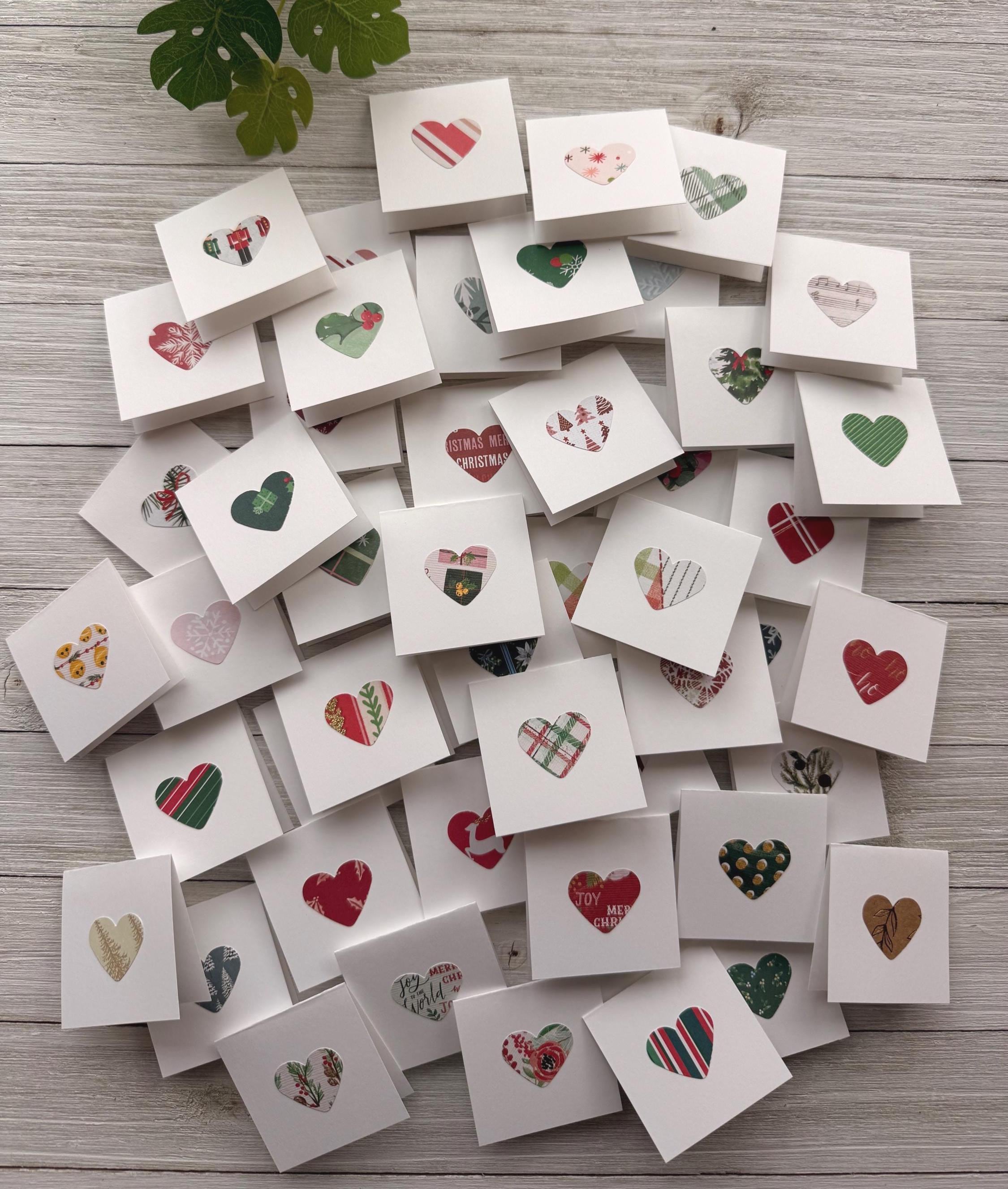 Handmade Mini Notes - 2” Mini Square Heart Cards ~ Assorted Tiny Love ...
