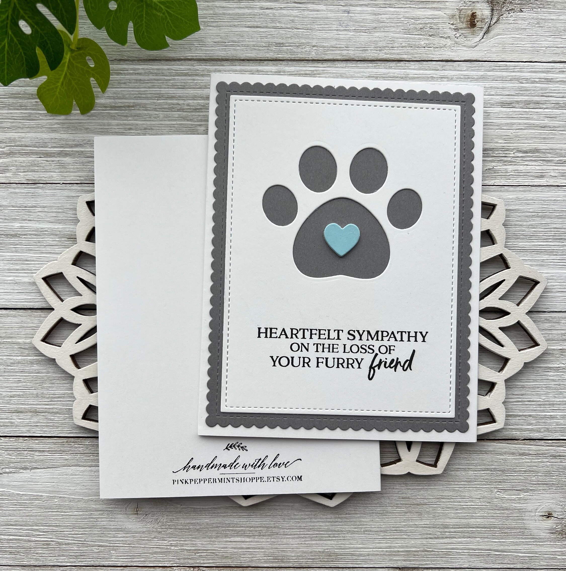 Handmade Single Note Card ~ Cat ~ Dog ~ Pet Sympathy ~ Thinking of You ...