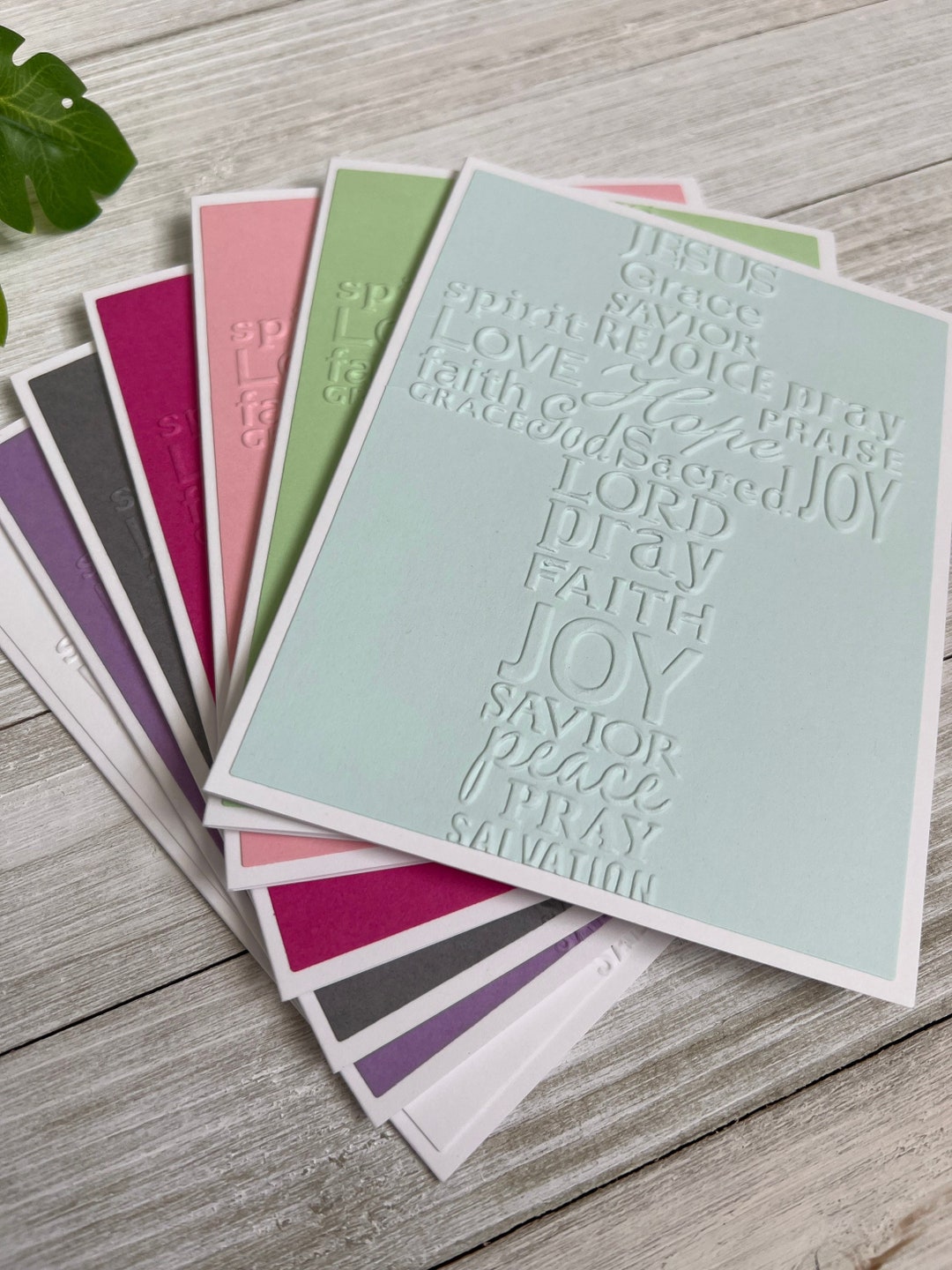 Handmade Embossed Note Cards ~ Religious Cross ~ Thank You ~ Thinking ...
