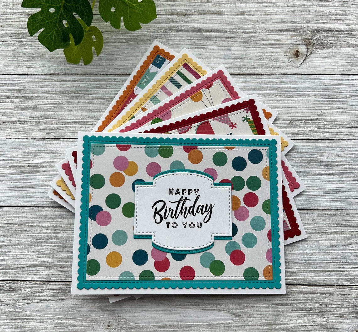 Set of 5 ~ Happy Birthday Note Cards ~ Blank A2 Greeting Stationery - Etsy