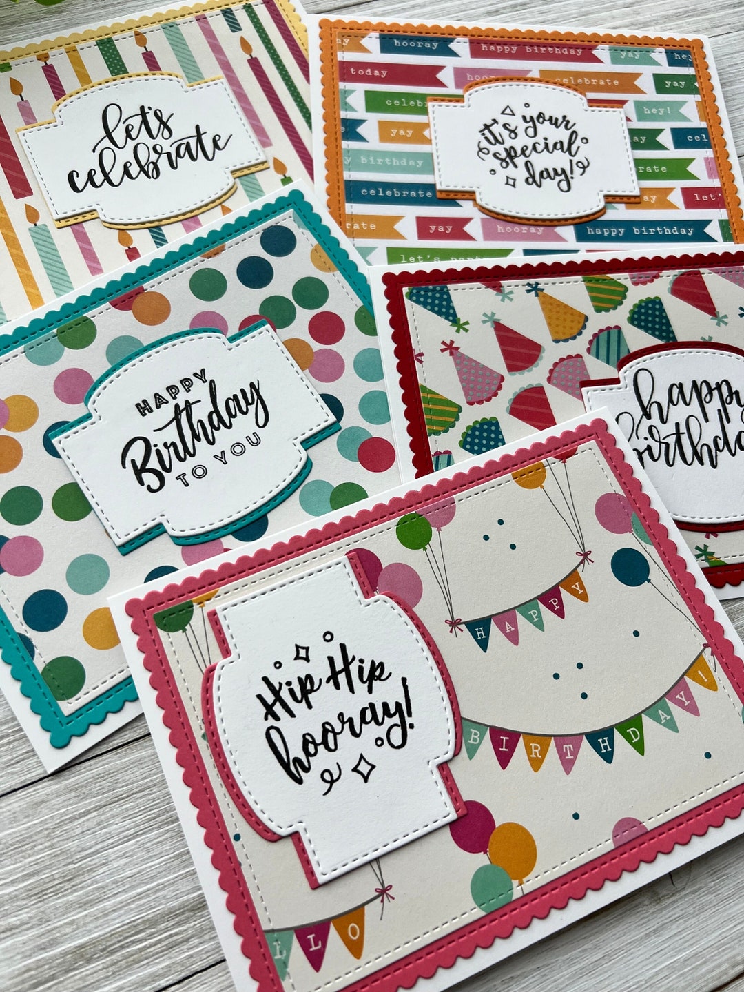 Set of 5 ~ Happy Birthday Note Cards ~ Blank A2 Greeting Stationery - Etsy