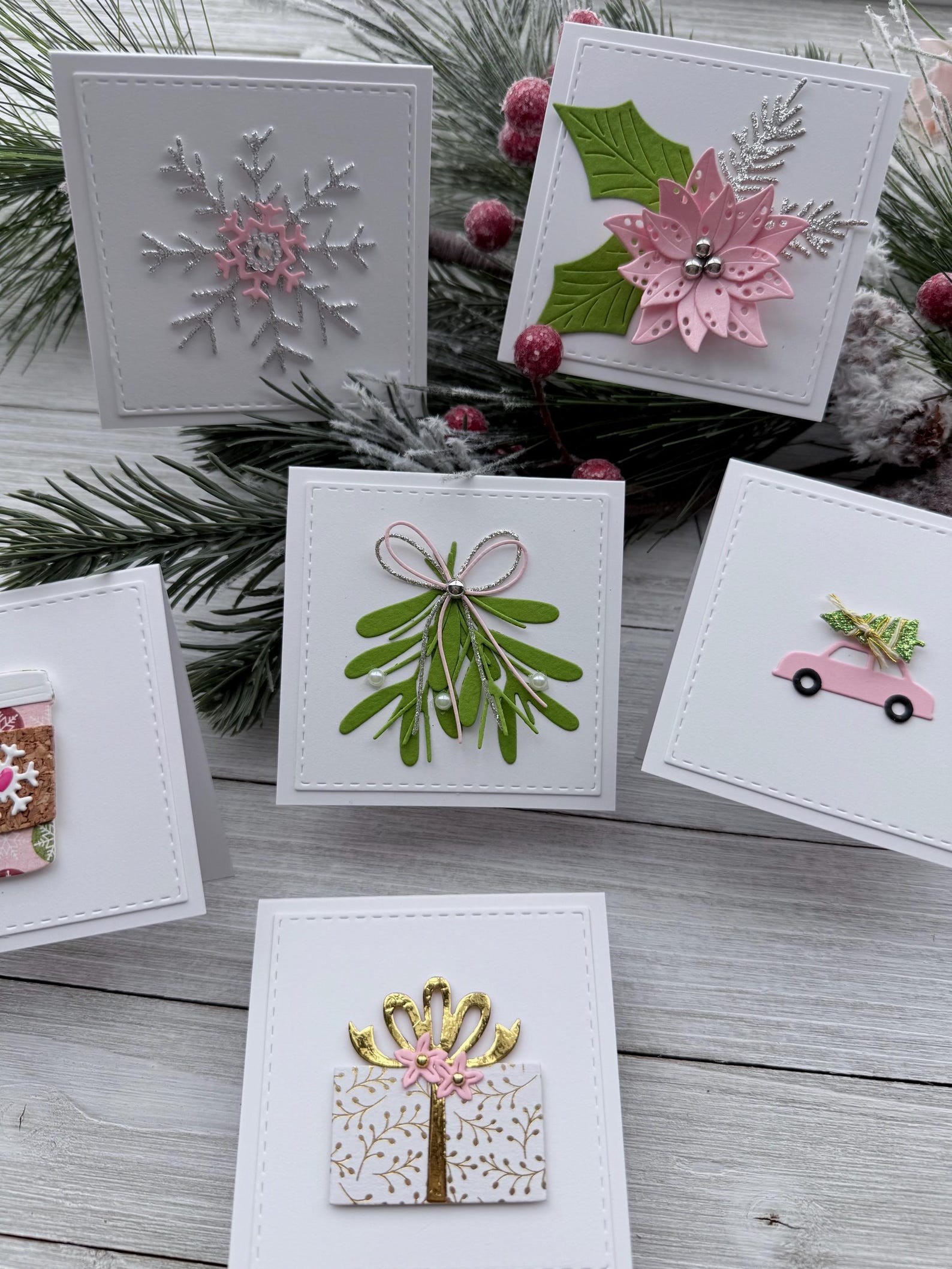 Set of 6 Mini Note Cards ~ Holiday Presents ~ Gift Box ~ 3x3 Blank ...