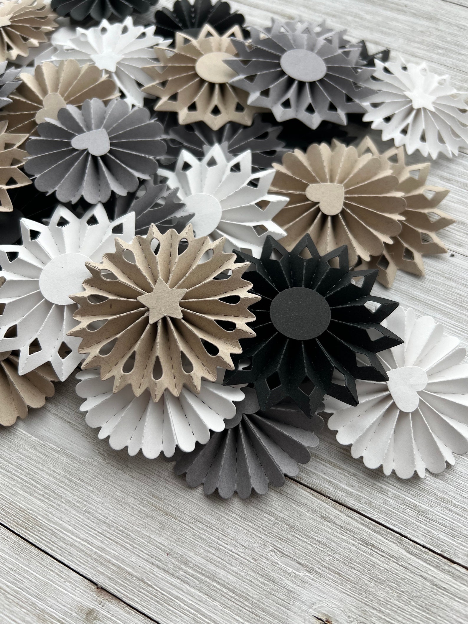 12 Random Handmade Mini Paper Rosettes - Medallion/accordion Flowers ...