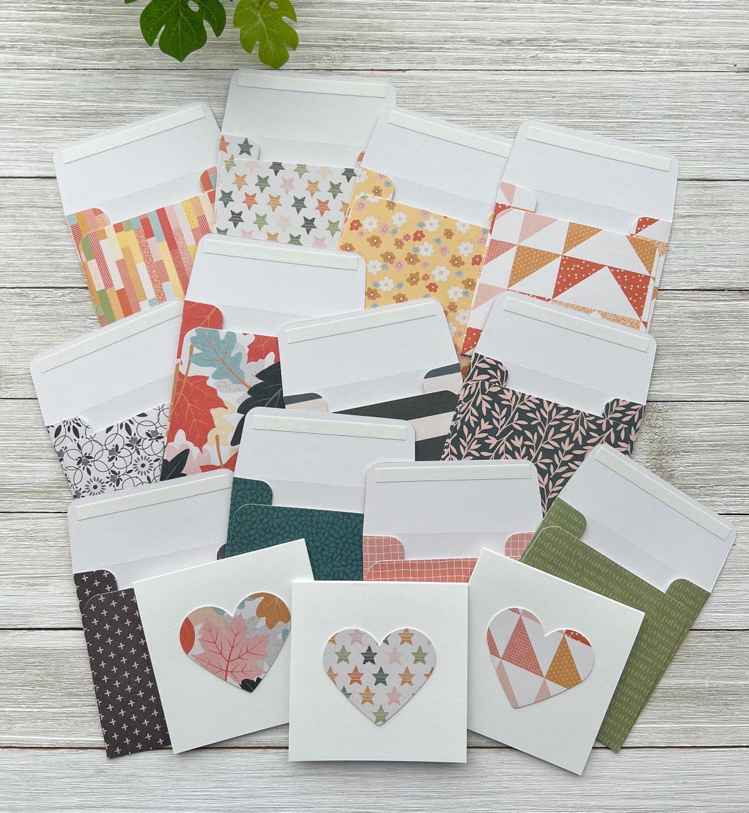 Set of 12 Mini Note Cards ~ 3x3 Blank Cards With Envelopes - Heart Love ...