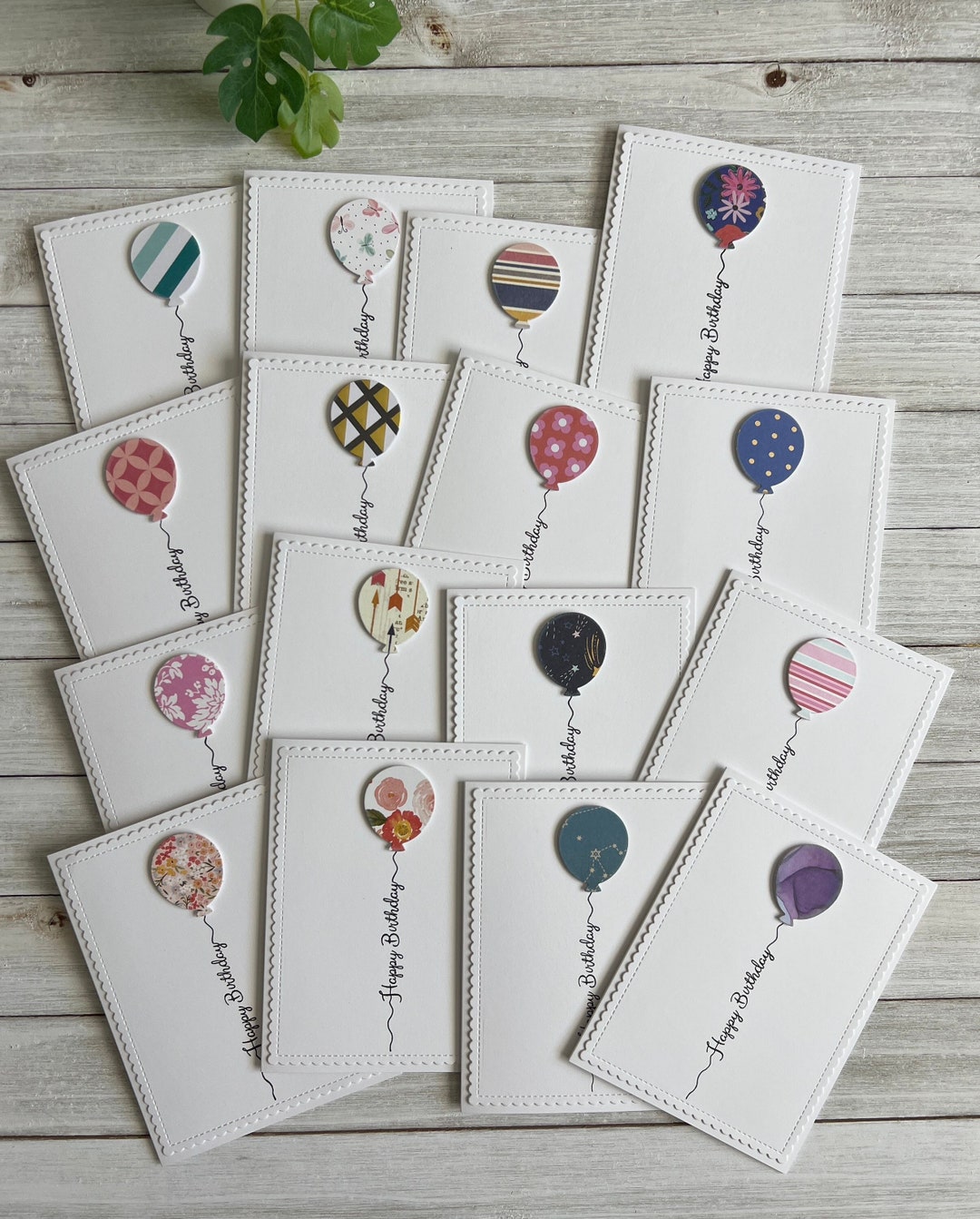 Handmade Happy Birthday Note Cards Set of 3 ~ Birthday Balloon ~ Blank ...