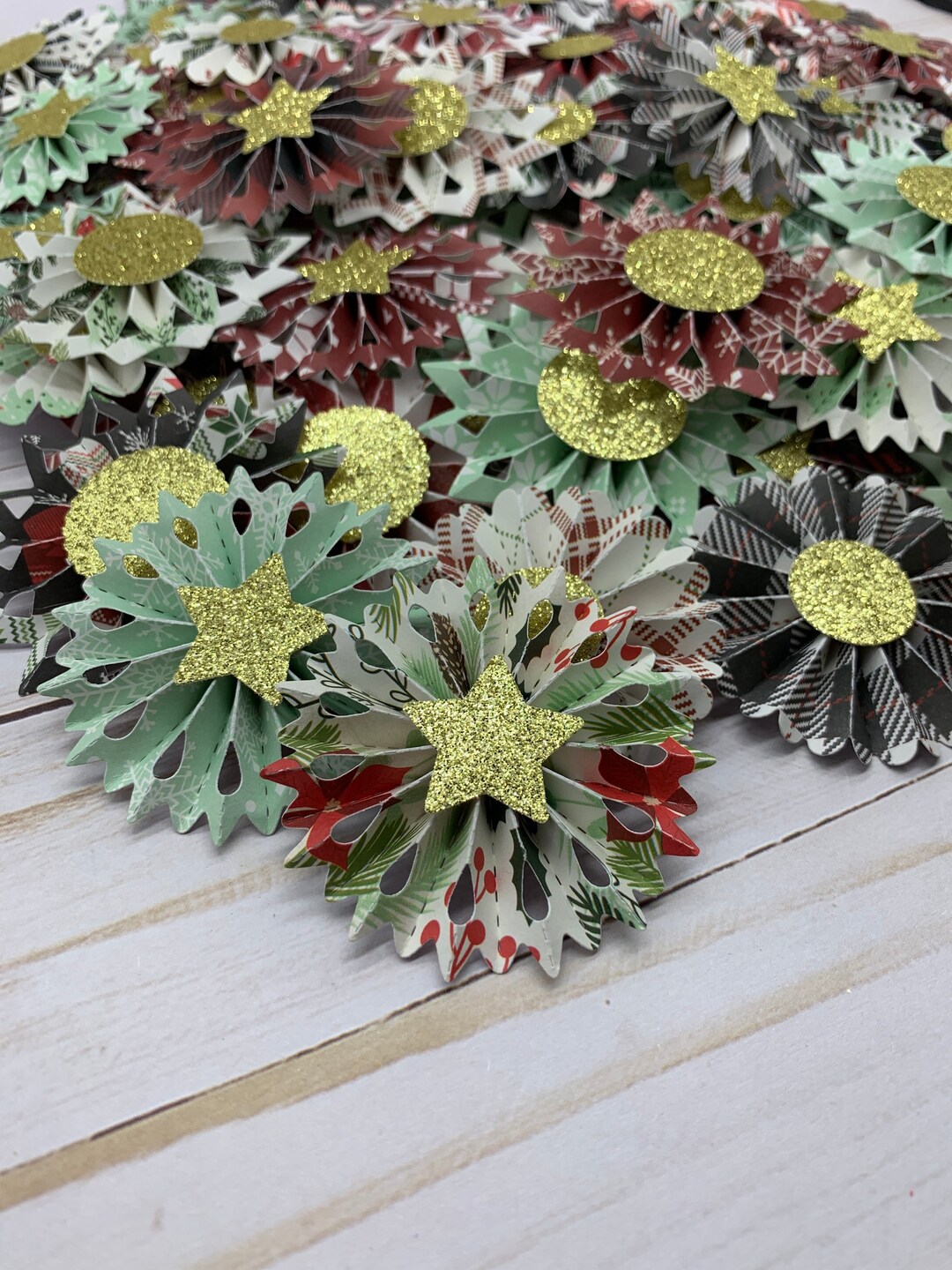 12 Random Handmade Mini Paper Rosettes - Medallion/accordion Flowers ...