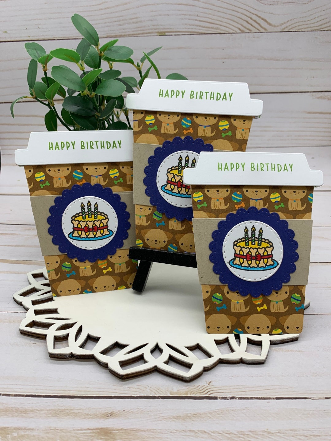 HAPPY BIRTHDAY Gift Card Holders - Dog ~ Puppy ~ Pets ~ Coffee Shaped ...