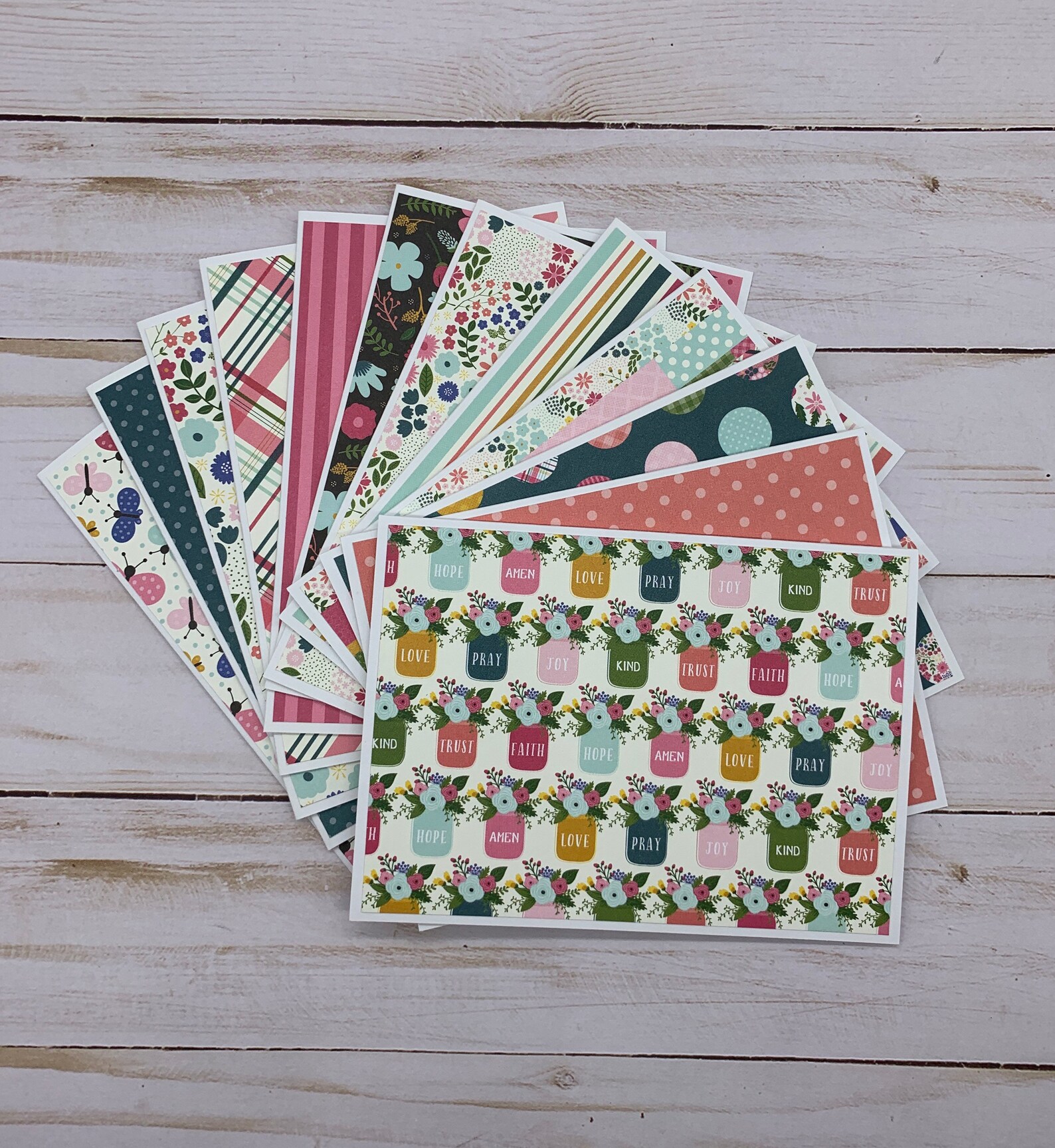 Handmade Note Cards Set of 12 ~ All Occasion ~ Flowers ~ Butterflies ...