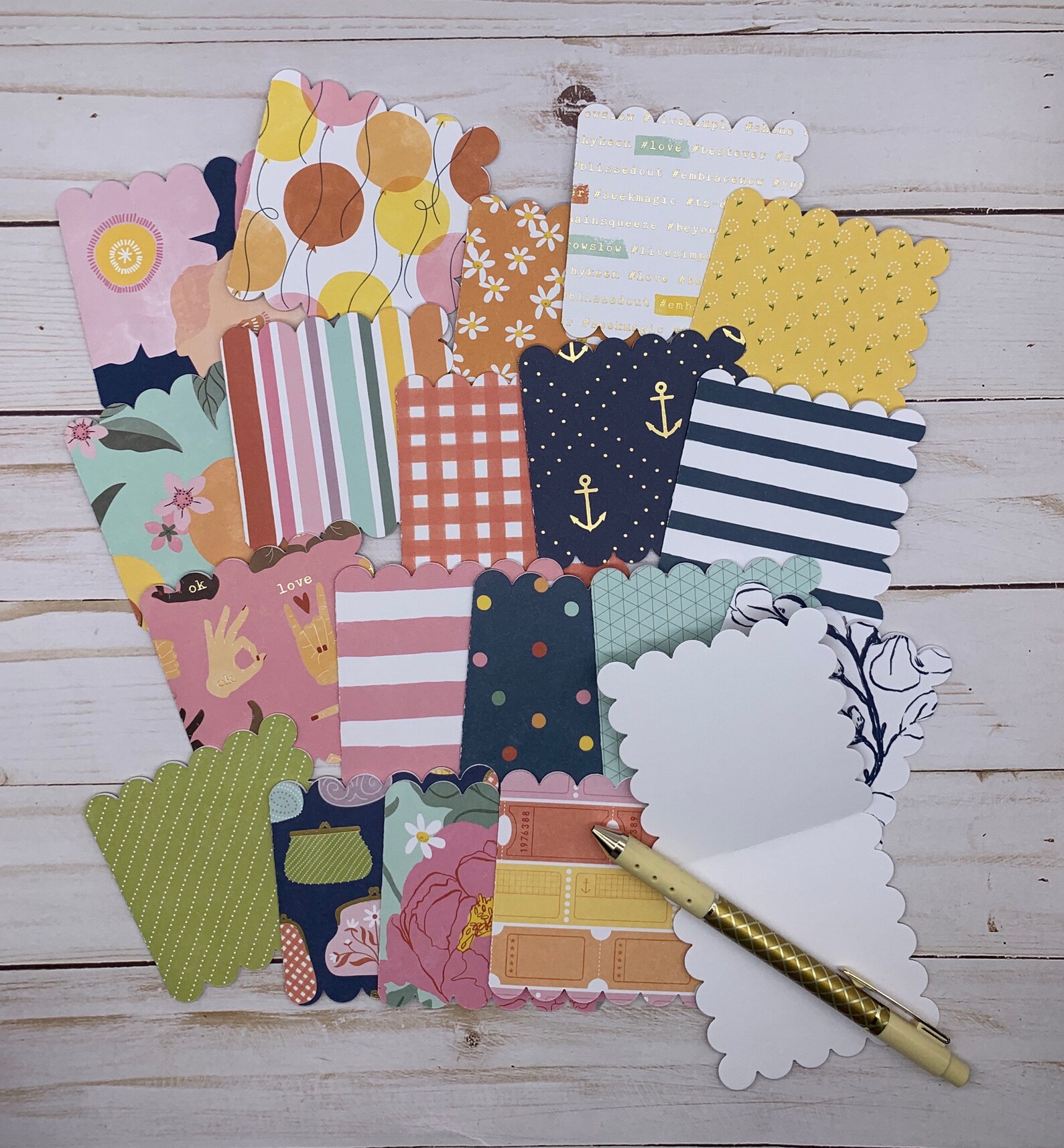 Assorted Note Cards Set of 20 Mini Scalloped Notecards 3x3 | Etsy