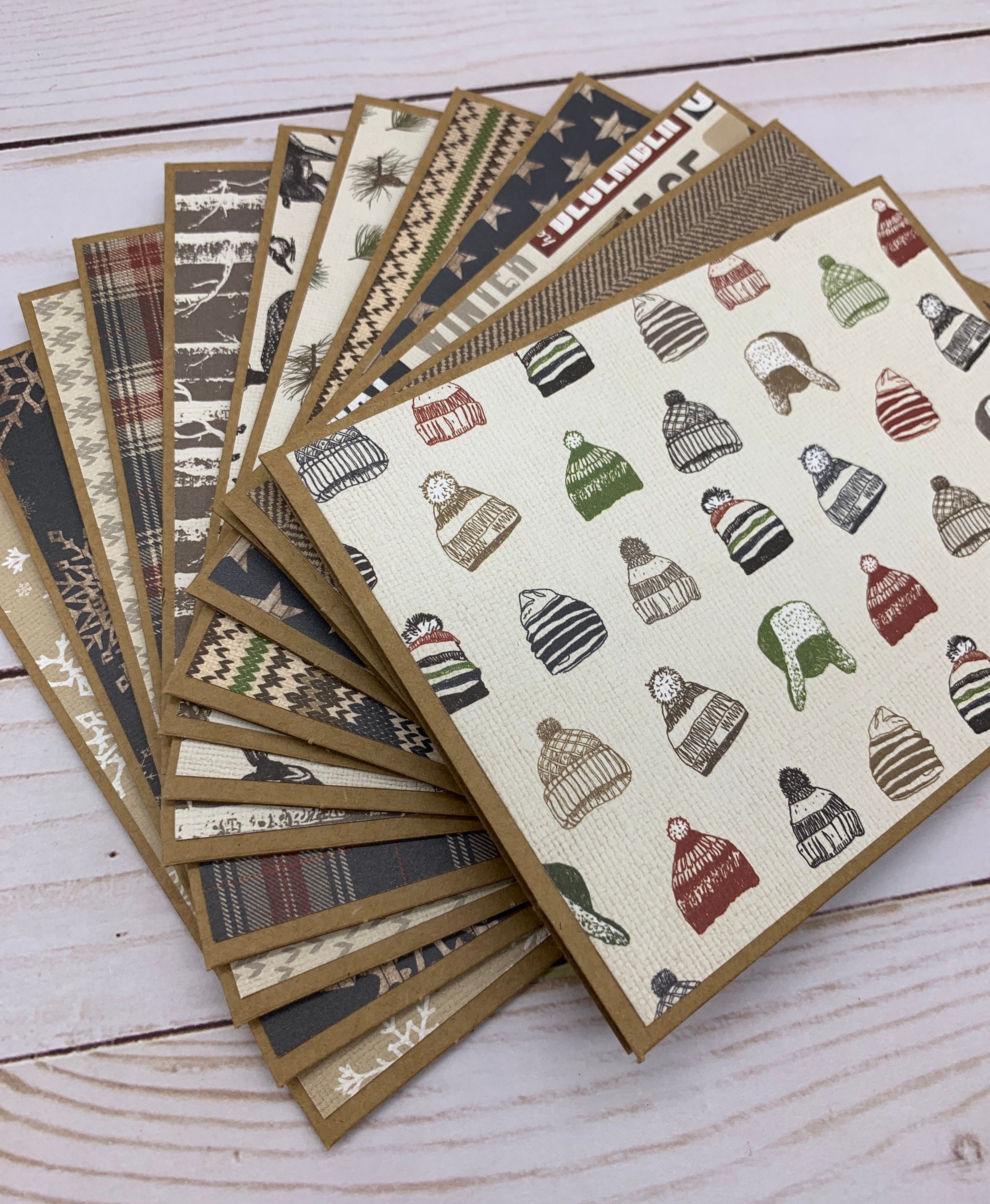 Handmade Note Cards Set of 12 ~ Warm & Cozy ~ Rustic Christmas ~ Winter ...