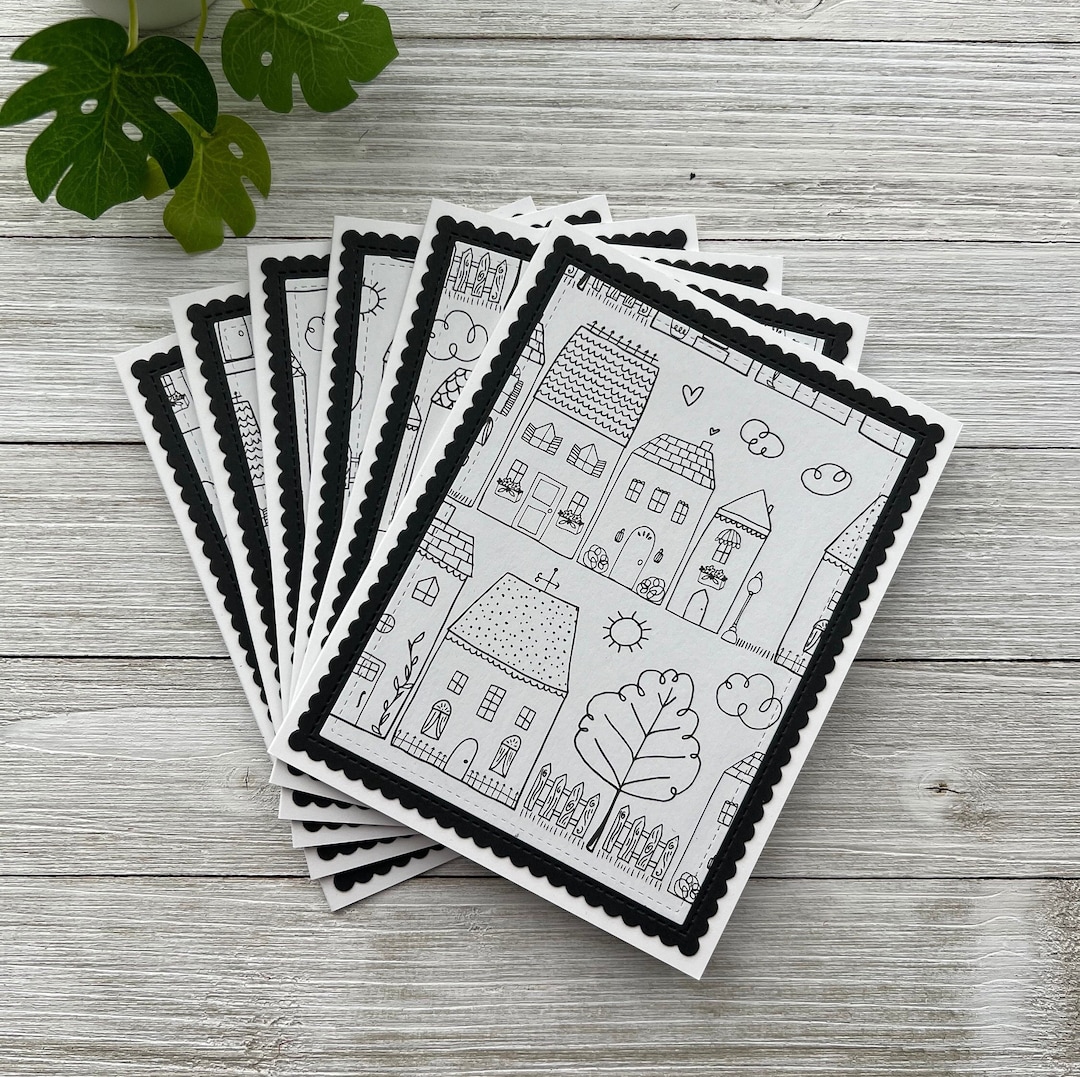 Note Cards Set of 6 ~ Welcome Home ~ Houses ~ Congratulations ~ Thank ...