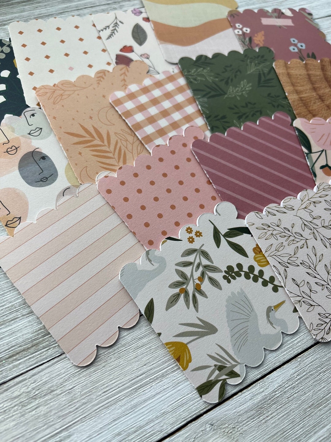 Assorted Note Cards - Set of 16 Mini Scalloped Notecards ~ 3x3 Blank ...