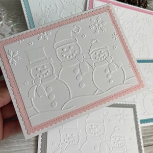 Handmade Embossed Note Cards ~ Christmas ~ Winter Snowflakes ~ Snowmen ...