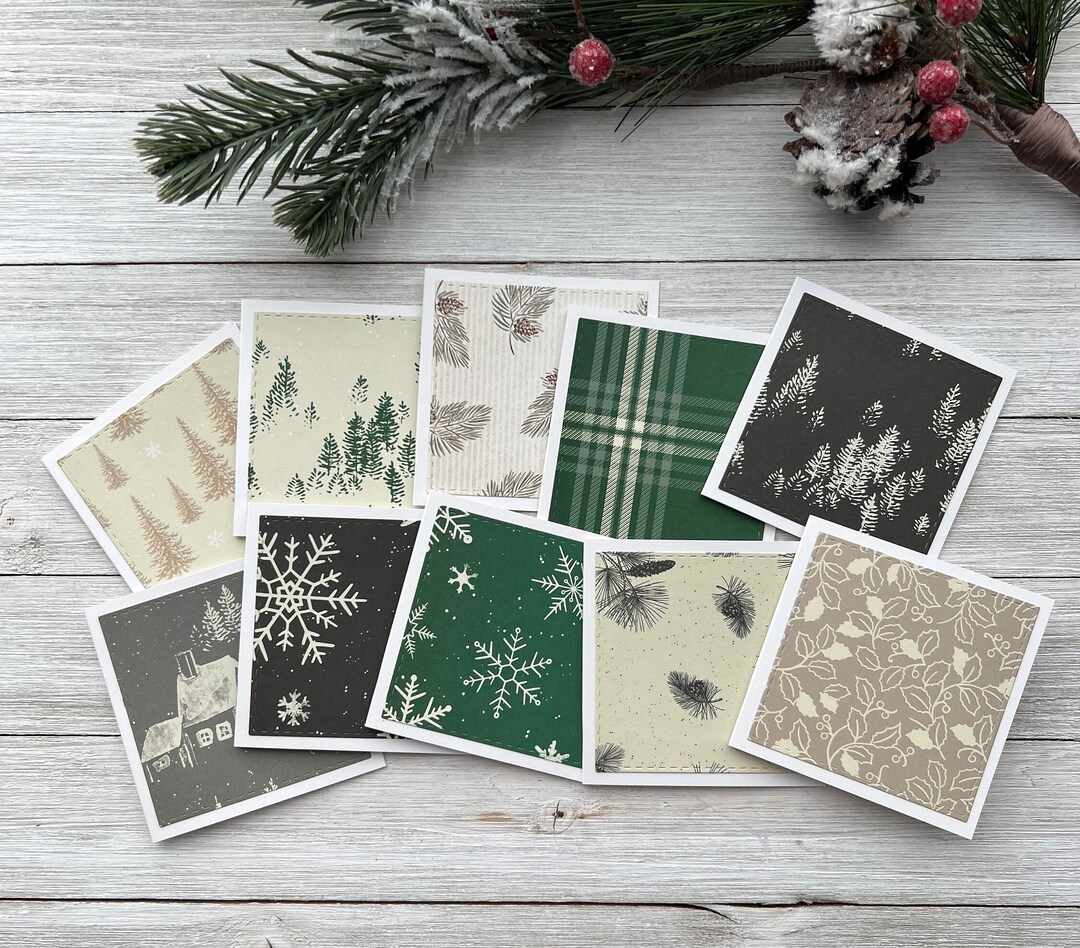 Set of 10 Mini Note Cards ~ 3x3 Blank Cards With Envelopes ~ Holiday ...