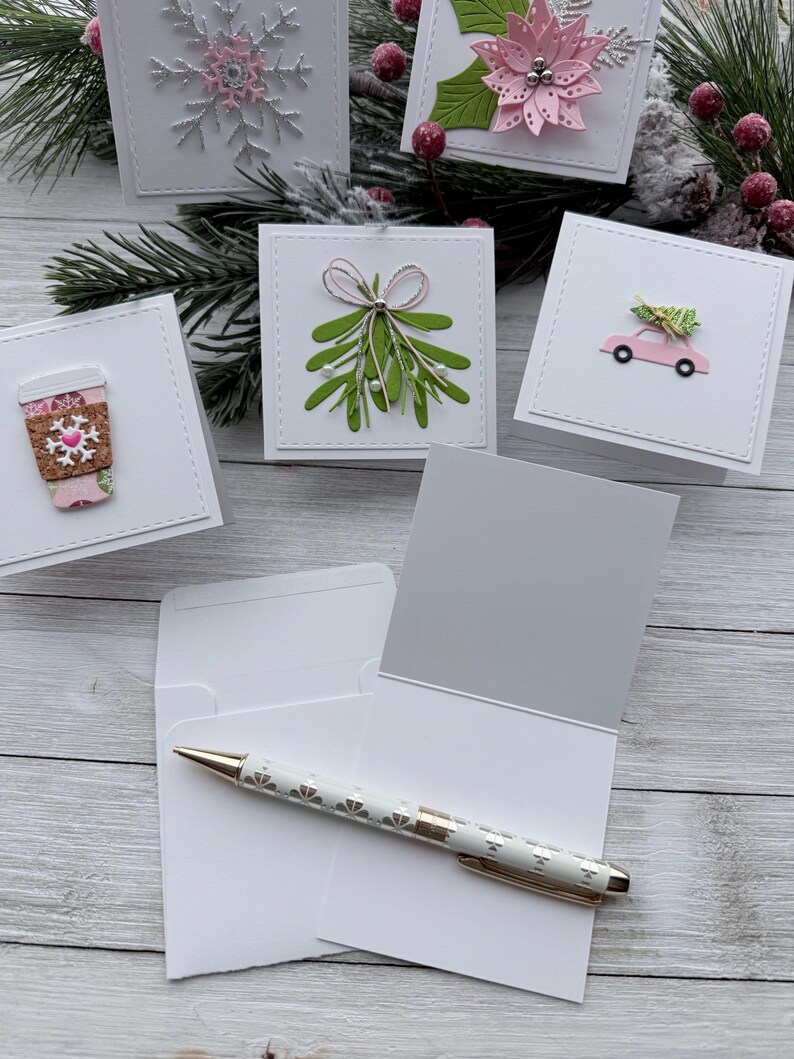 Set of 6 Mini Note Cards ~ Holiday Presents ~ Gift Box ~ 3x3 Blank ...