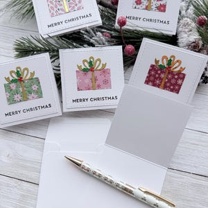 Set of 6 Mini Note Cards ~ Holiday Presents ~ Gift Box ~ 3x3 Blank ...
