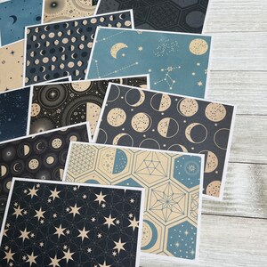 Note Cards Set of 12 ~ Stars & Moon ~ Universe ~ Moon Phase ~ Galaxy ...