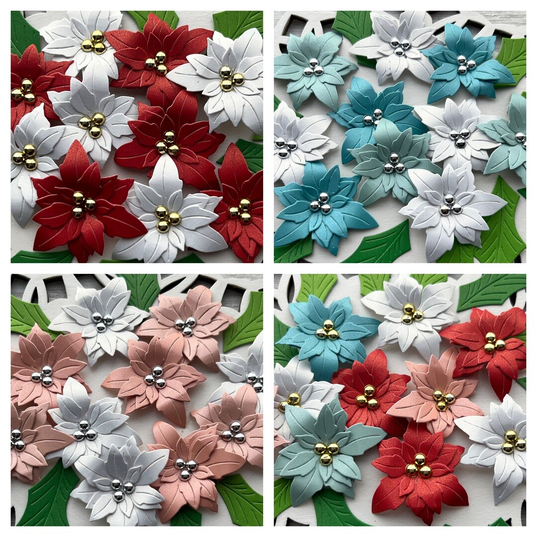 Small Layered Poinsettia Embellishments Mini 3D Flower Diecuts ...