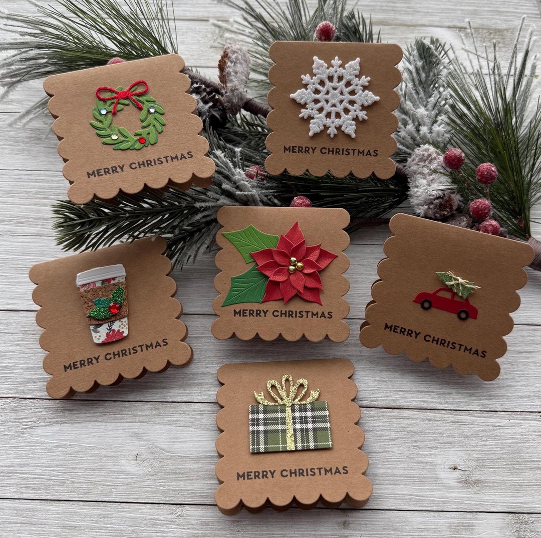 Set of 6 Mini Note Cards ~ Holiday Presents ~ Gift Box ~ 3x3 Blank ...