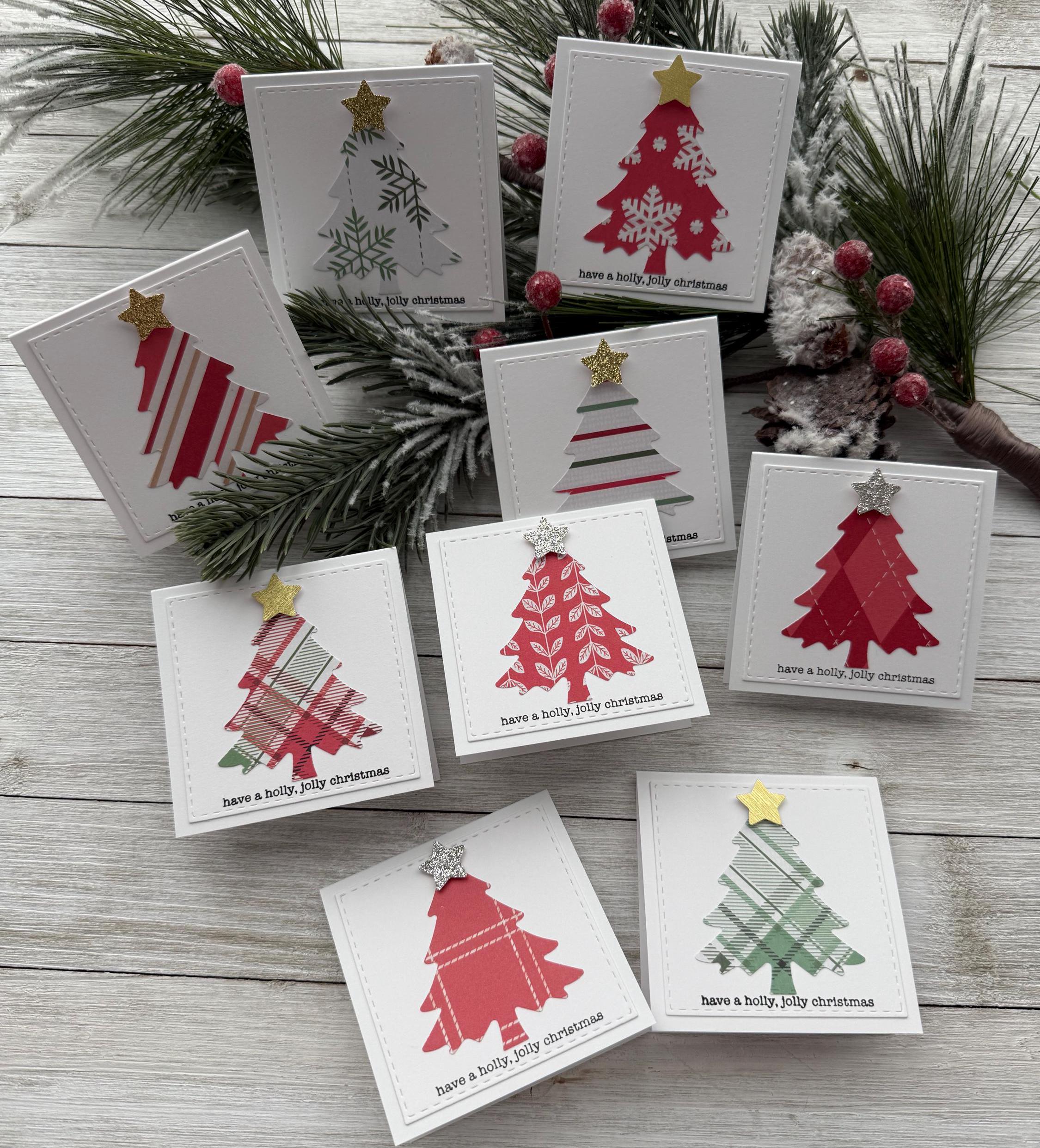 Set of 9 Mini Note Cards ~ Tiny Christmas Trees ~ 3x3 Cards Plus ...